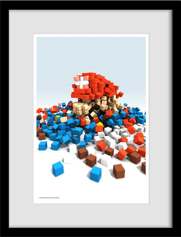 An Abstract Pixelated Mario Created With Colored Blocks | Bit Rebels