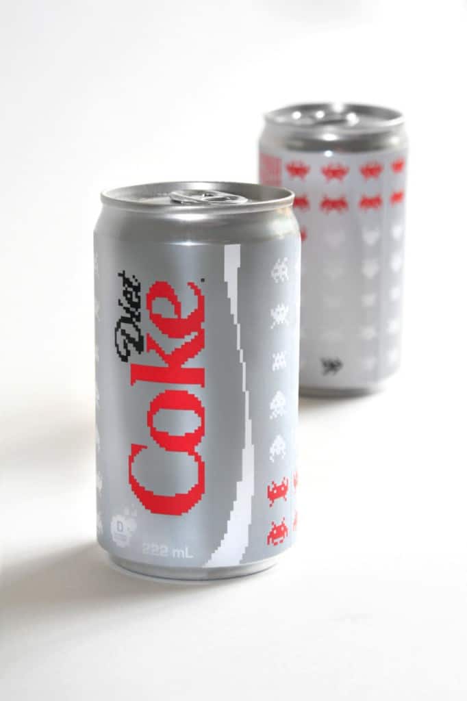 Retro 8-Bit Styled Coca Cola Cans