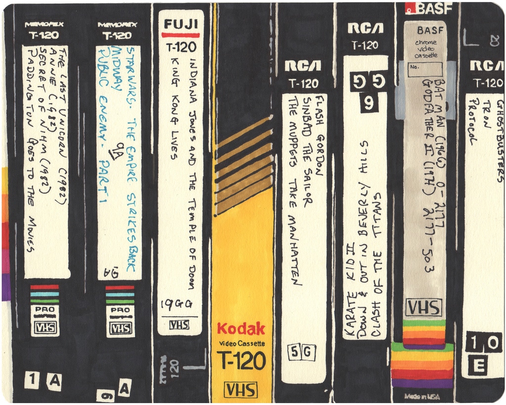 A Tribute To The VHS Tapes Of The '80s [12 Drawings]